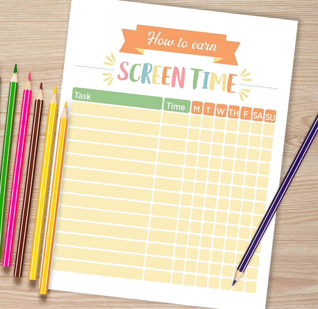 Printable Daily Screen Time Schedule, Screen Time Chart Template ...