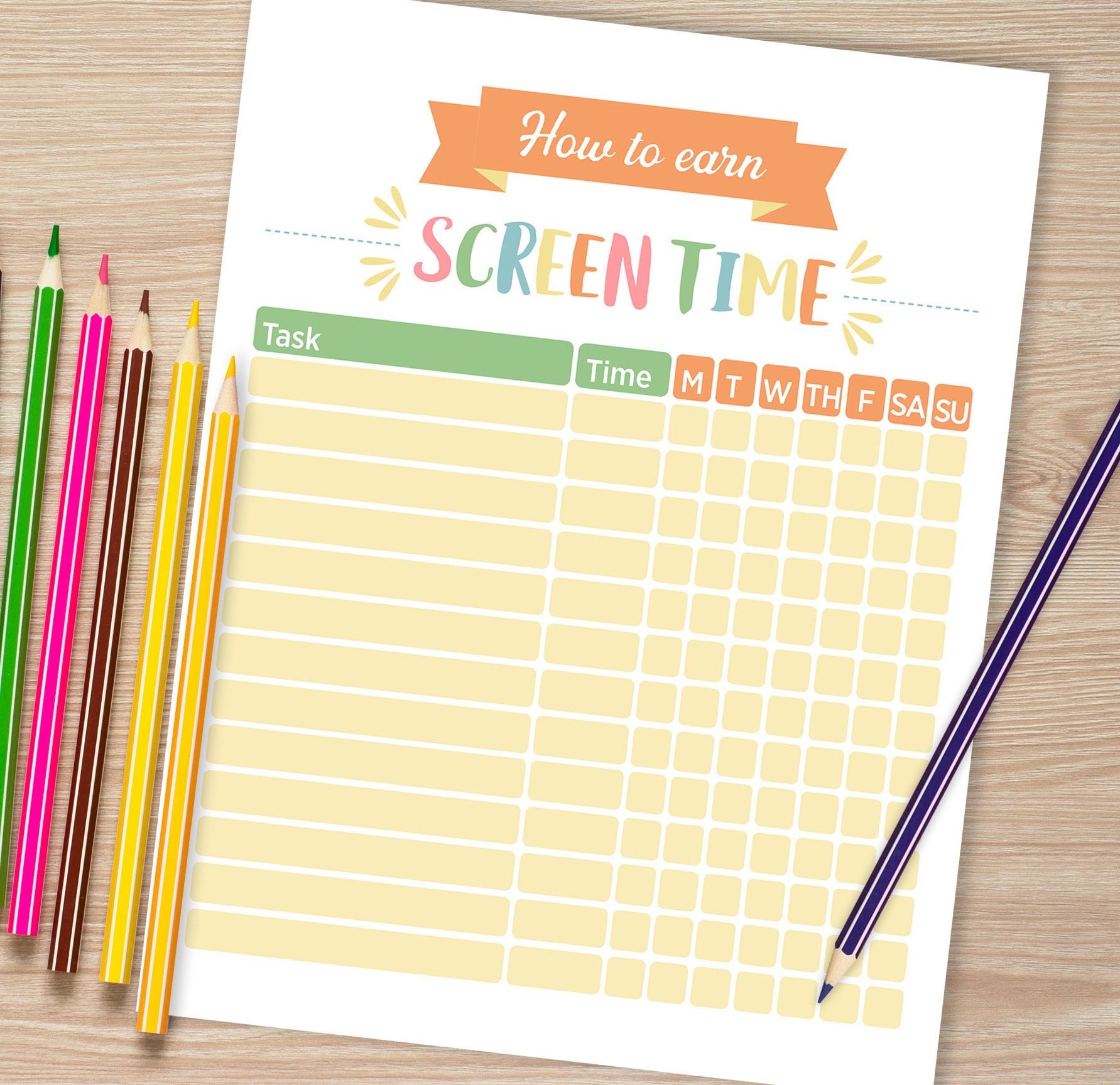 Printable Daily Screen Time Schedule Screen Time Chart - Etsy