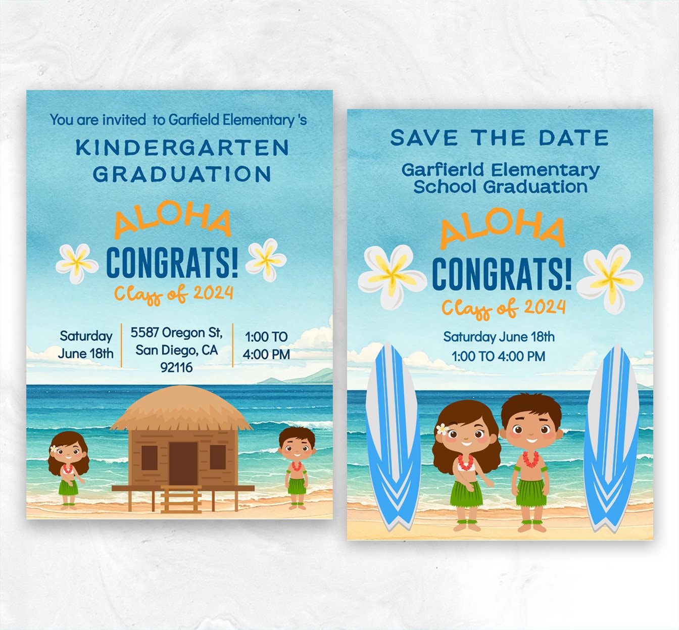 Luau Graduation Combo (includes Invitation, Save the Date, Certificate ...