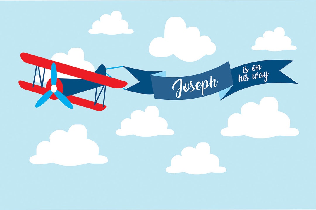 Red Airplane Personalized Printable Backdrop - Etsy