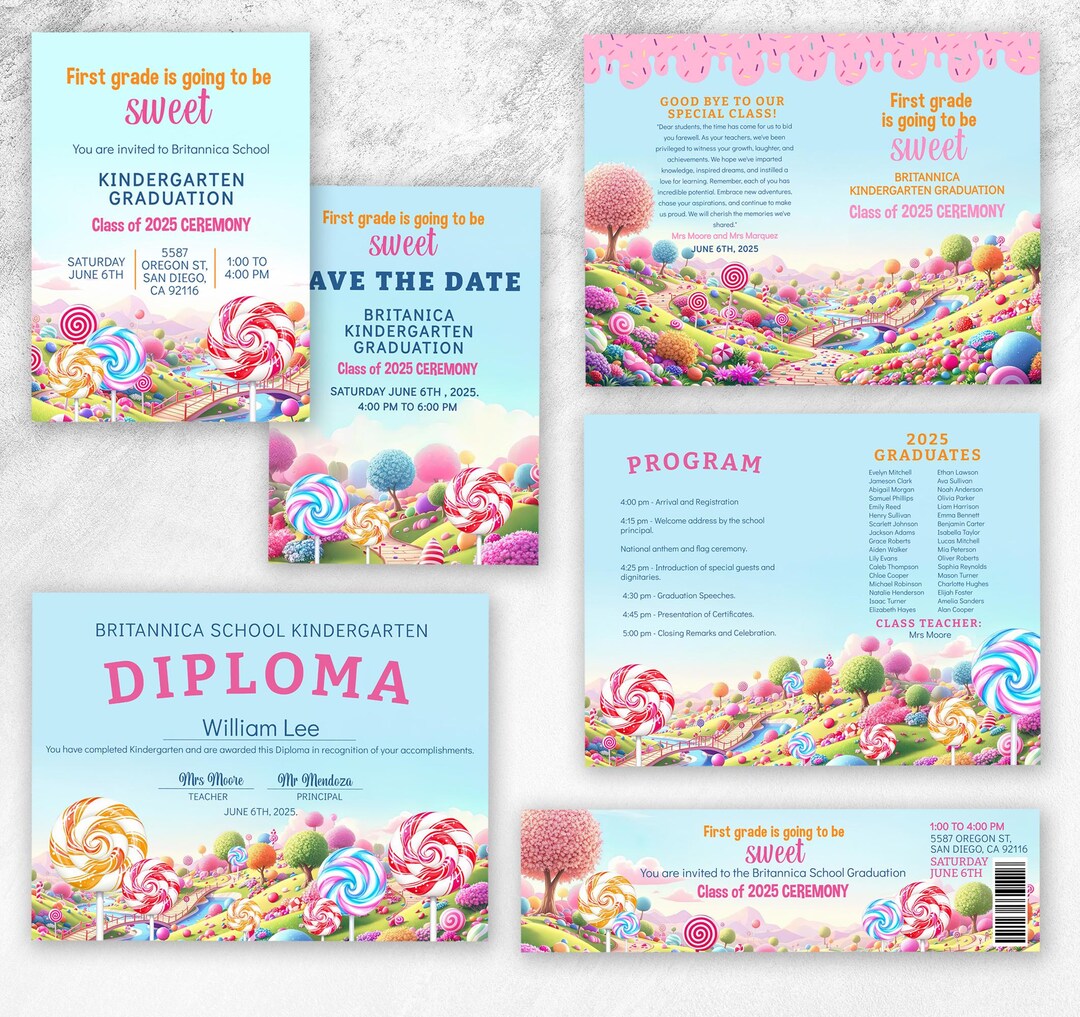 CANDYLAND Graduation Combo (includes Invitation, Save the Date ...
