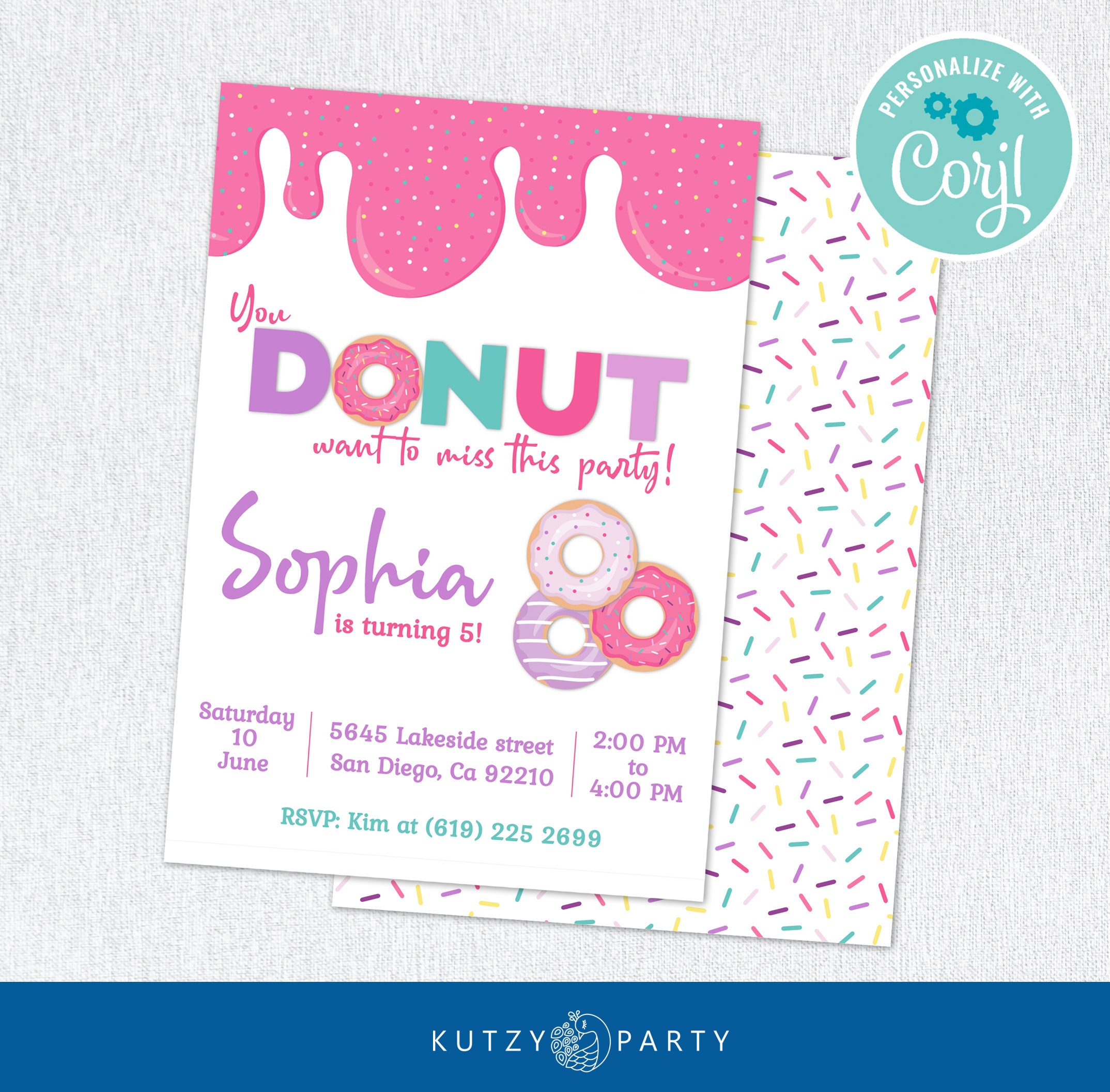 Donuts Party Invitation Evite Invitation , Cooking Party, Dessert Party ...