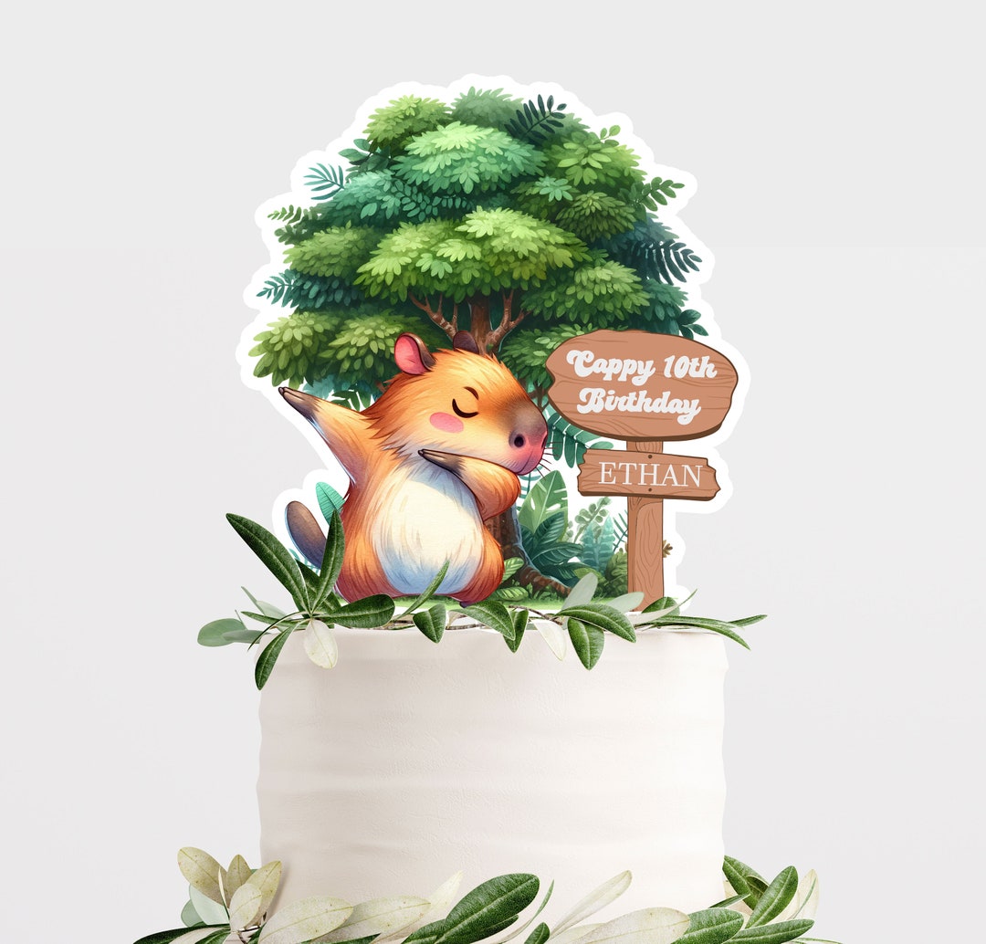 CAPYBARA CAKE TOPPER, Editable, Printable - Etsy