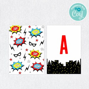 SUPERHERO BANNER Editable Printable Superhero - Etsy