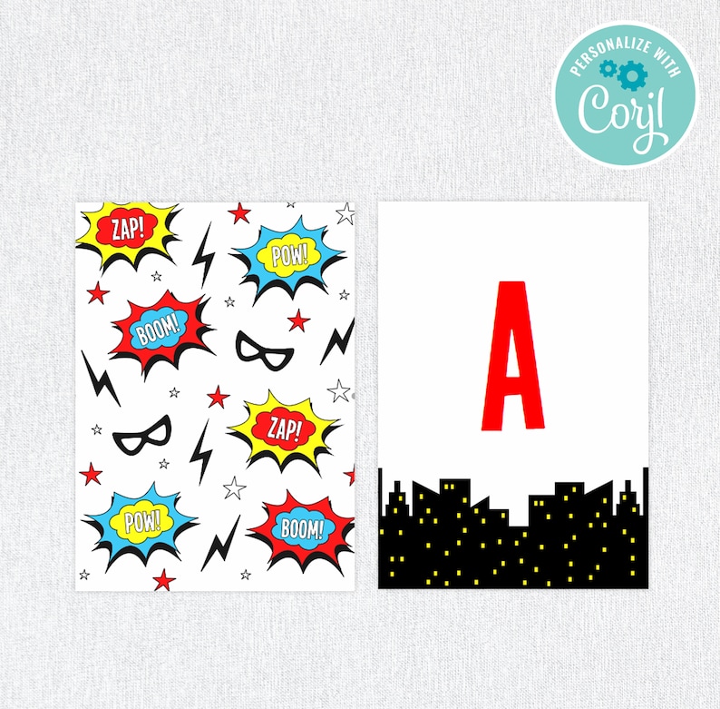 SUPERHERO BANNER Editable Printable Superhero - Etsy
