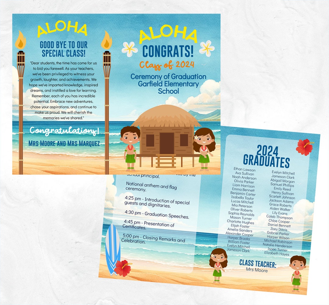 Luau Kindergarten Graduation Program - Etsy