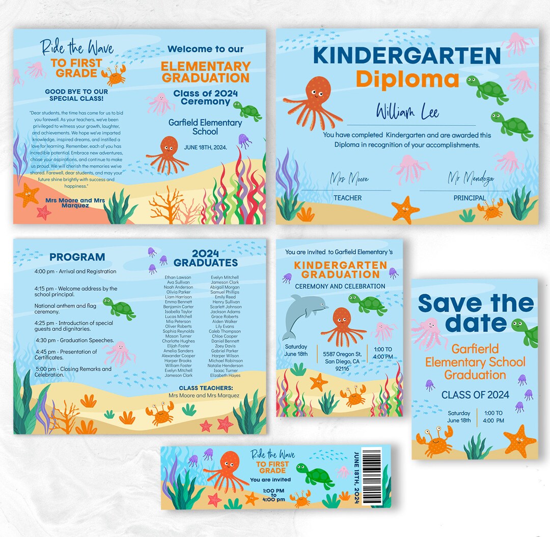 Under the Sea Graduation Combo (includes Invitation, Save the Date ...