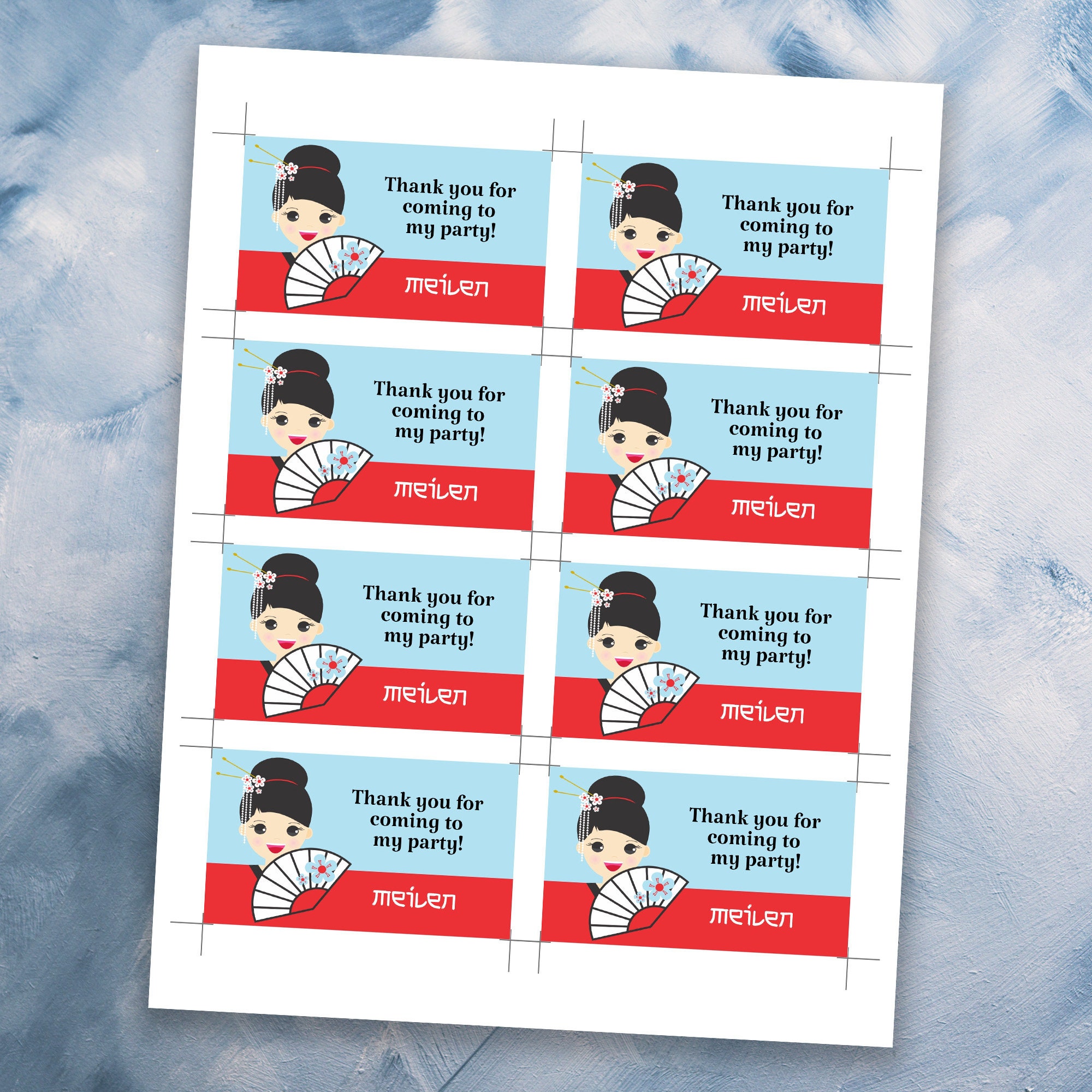 Japanese Party Favor Tags editable - Etsy