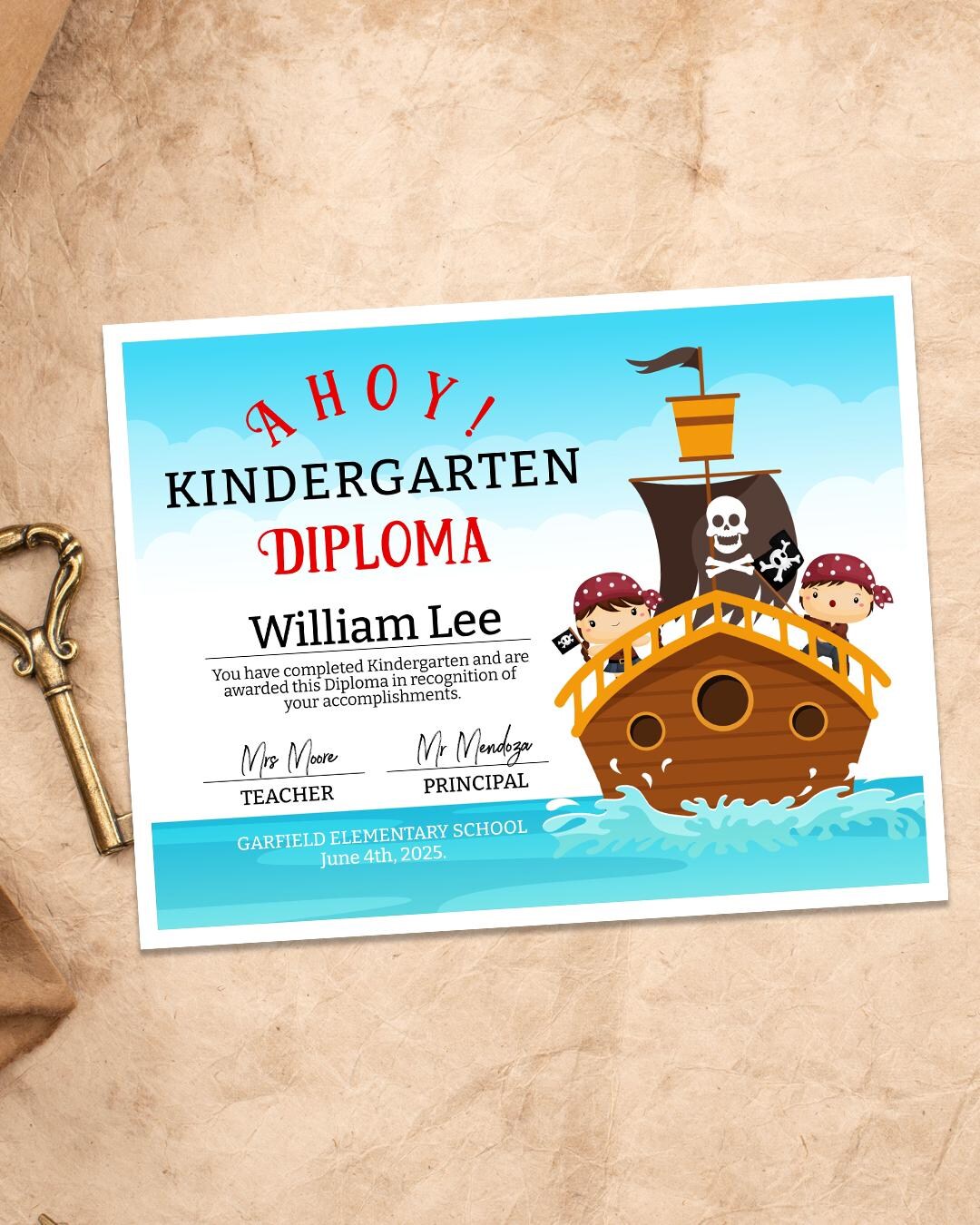 Pirate Certificate. Graduation Certificate - Etsy