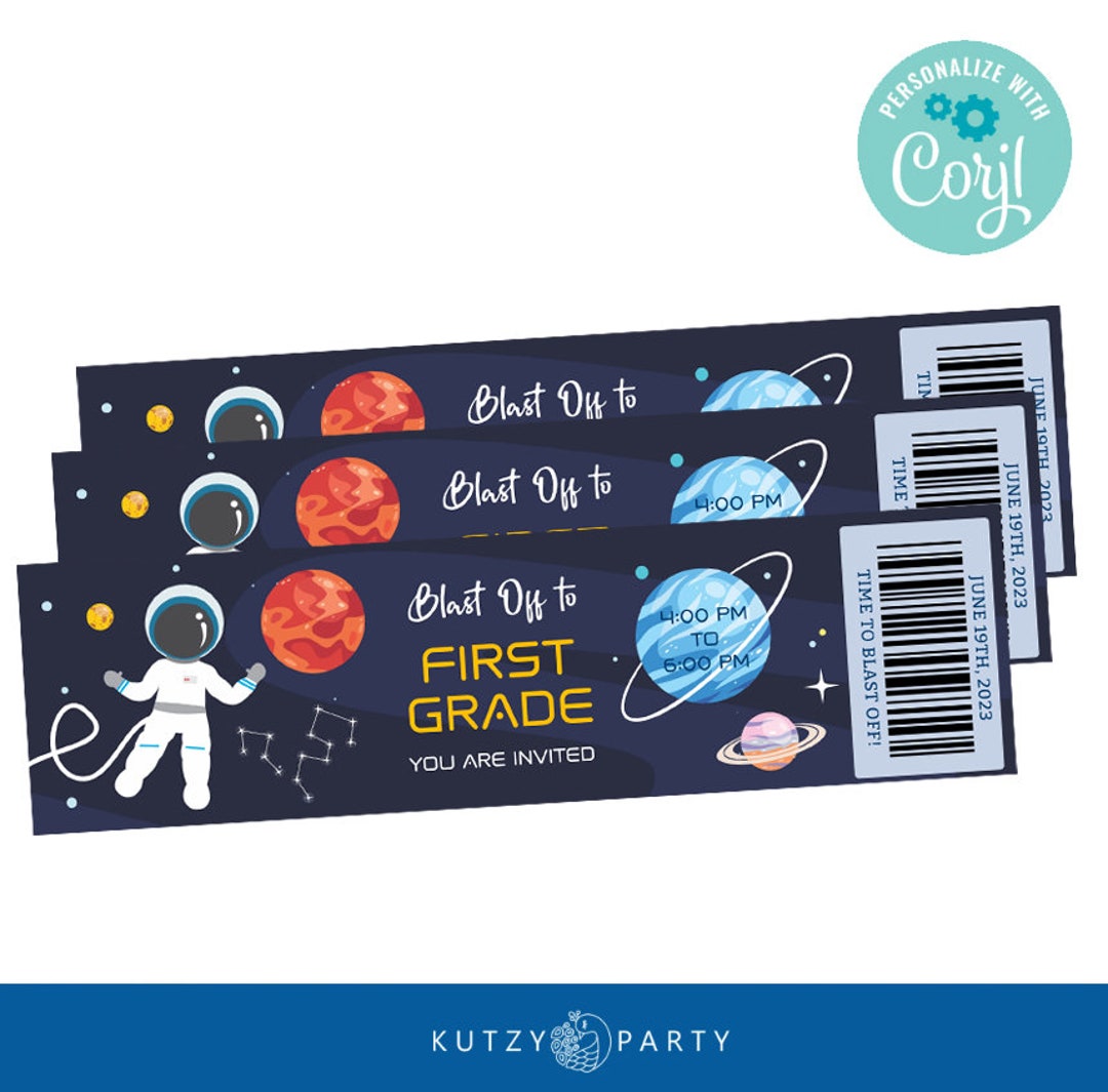 Space Theme Ticket Invitation (editable and Printable) - Etsy