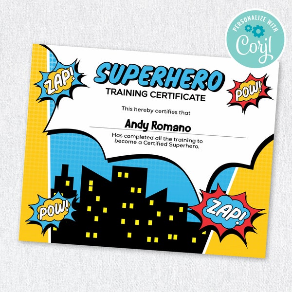 Superhero Certificate - Etsy