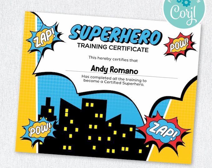 Superhero Certificate, Superhero Training Certificate printable ...