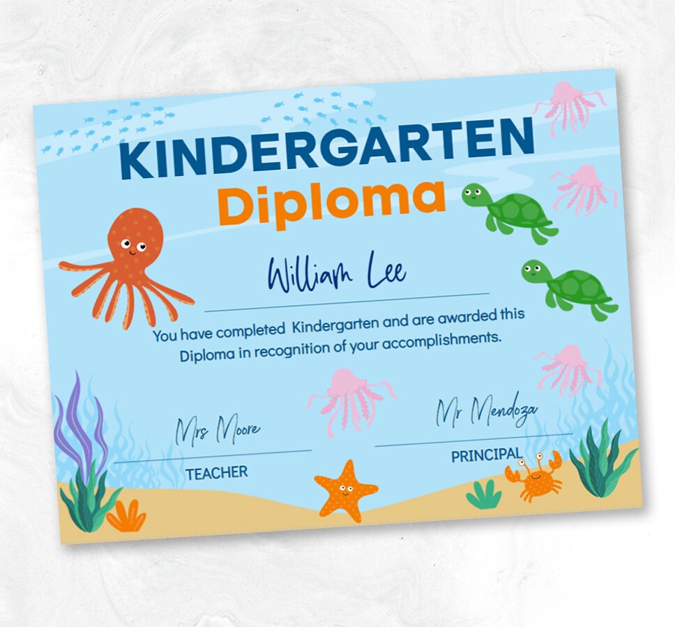 Under the Sea Kindergarten Graduation Certificate - Etsy