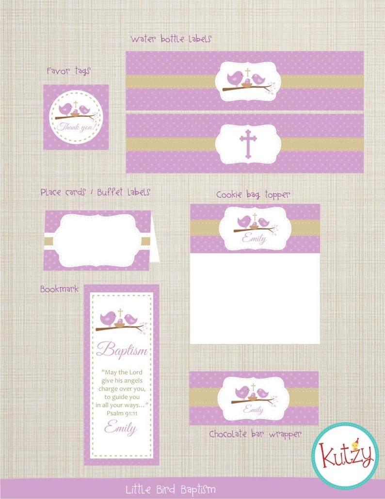 Baptism Little Bird (printable) - Etsy