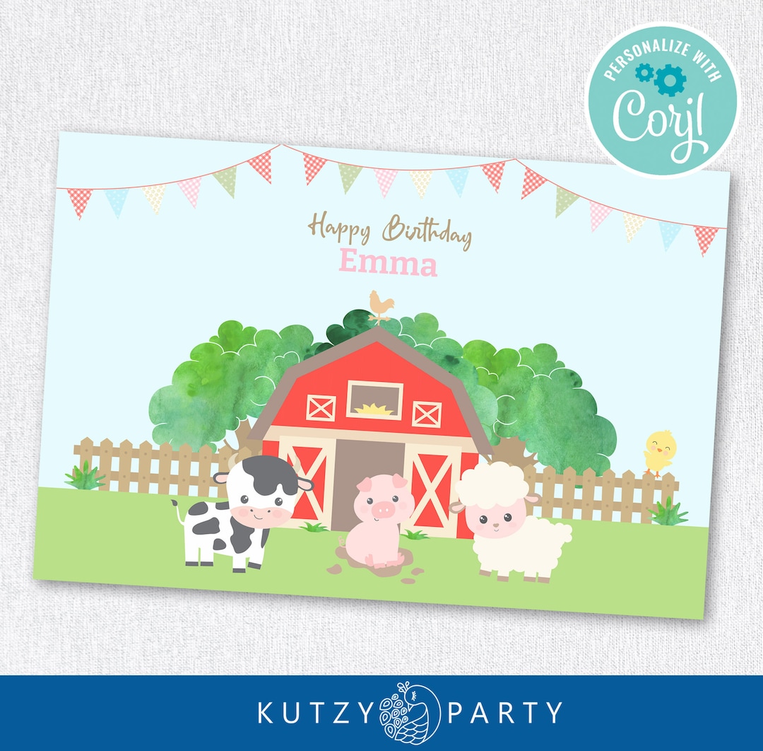 Farm Backdrop, Baby Farm Animals Backdrop, Barnyard Backdrop - Etsy