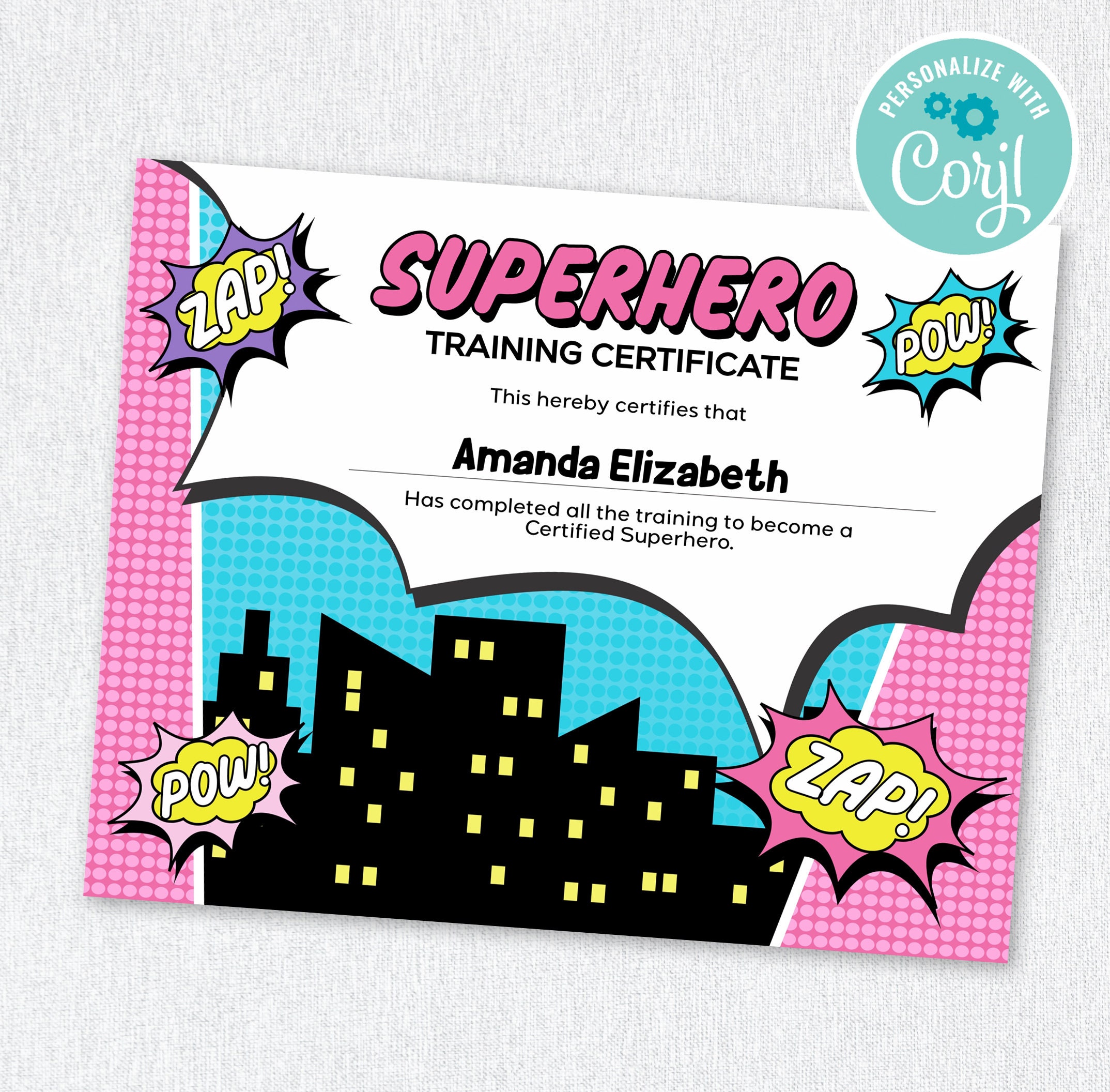 Girl Superhero Certificate, Superhero Girl Training Certificate ...