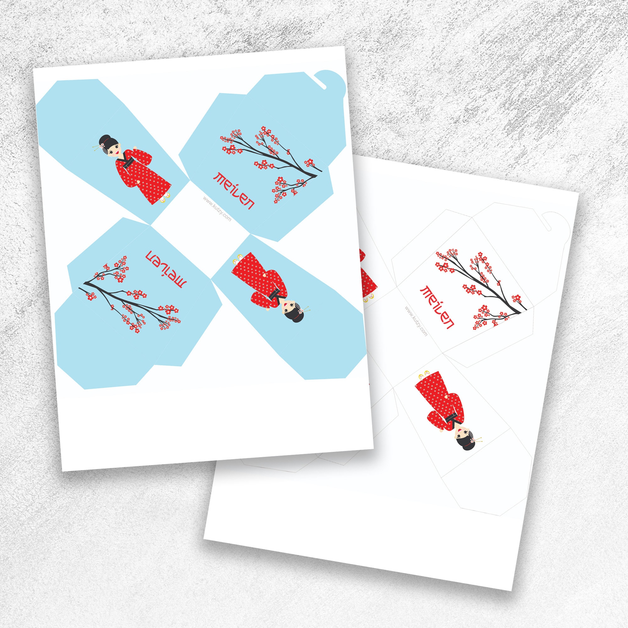 Japanese Editable Text Take Out Box, Japanese Favor Box - Etsy