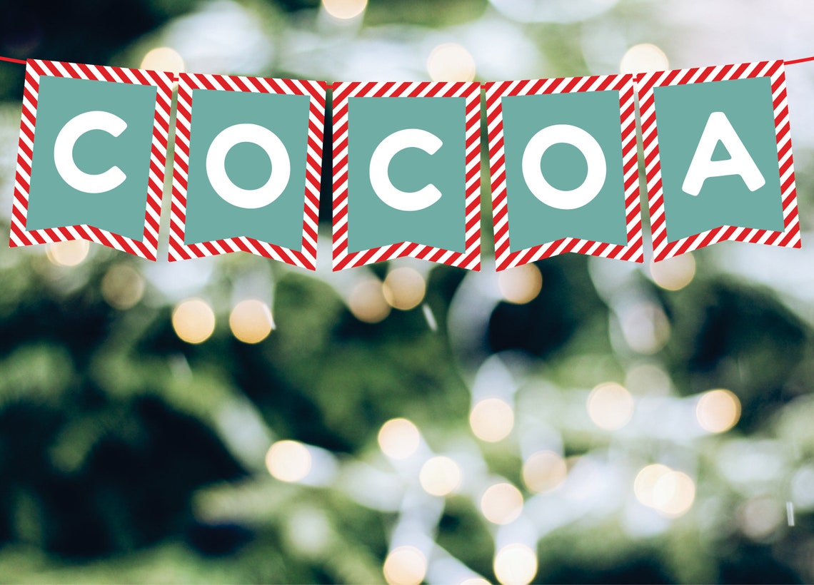 Printable Hot Chocolate Bar Kit, Mint Color Hot Cocoa Bar, Warm up at ...