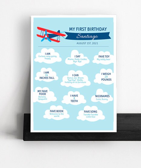 EDITABLE PRINTABLE Airplane Birthday Milestone Sign - Etsy
