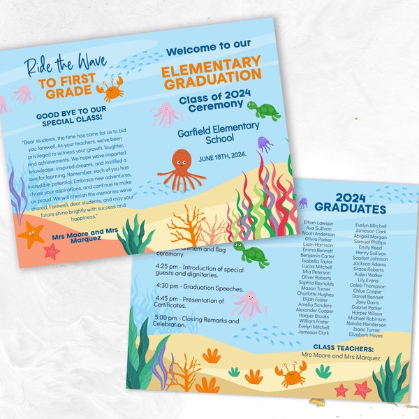Kindergarten Program Template - Etsy