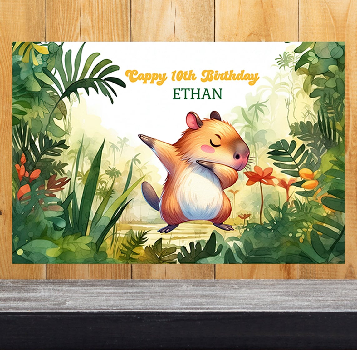 Capybara Party Backdrop Editable and Printable - Etsy