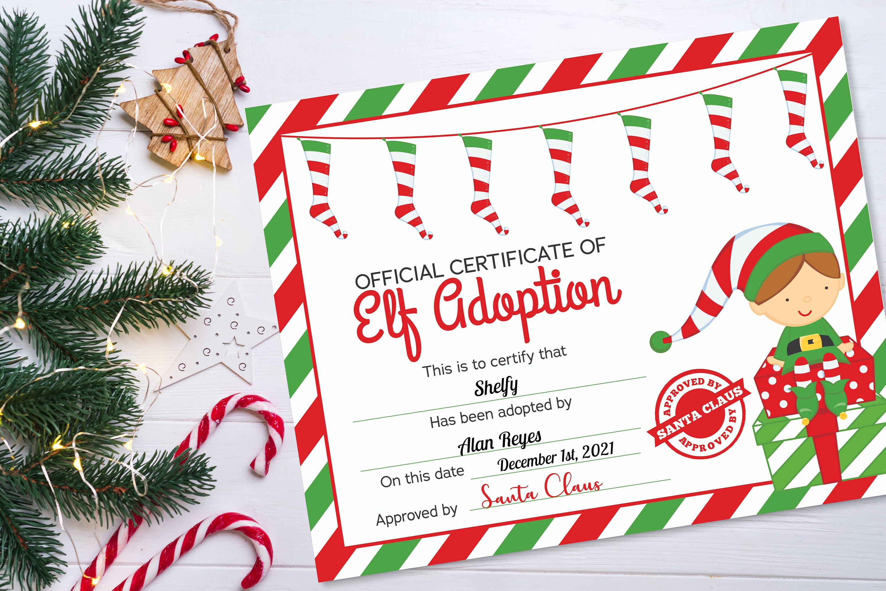 Elf Adoption Certificate, Printable, Editable, Elf on the Shelf - Etsy