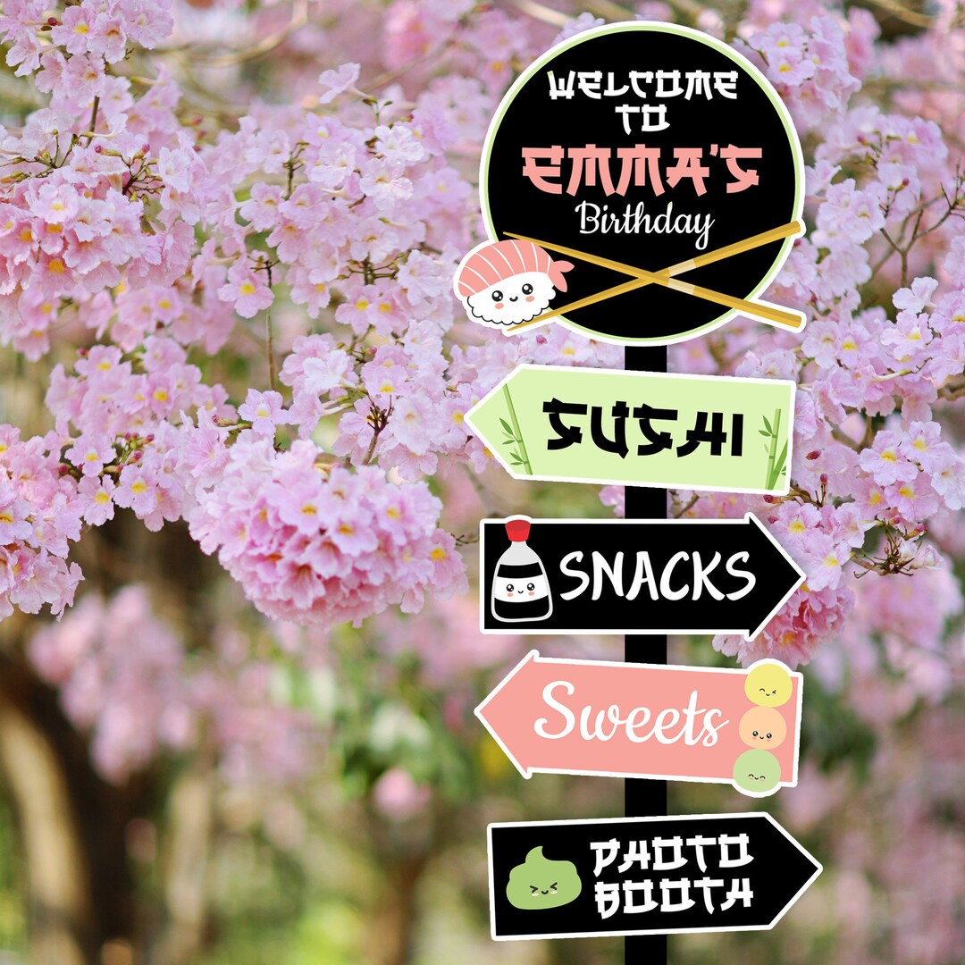Sushi Party Directional Signs Party Pack Printable, Sushi Party ...