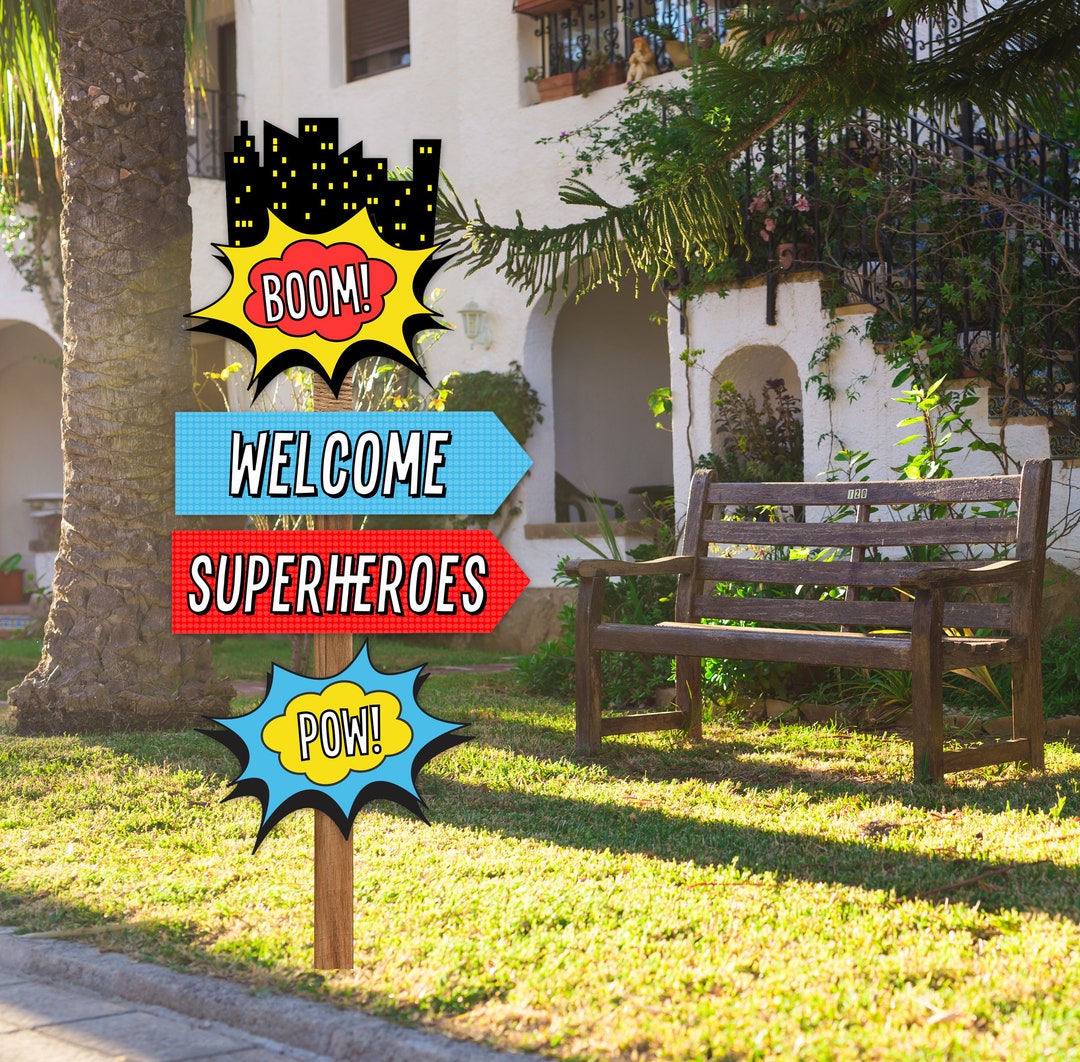 Superhero Directional Signs Party Pack Printables (INSTANT DOWNLOAD) - Etsy