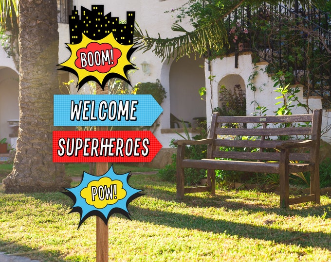 Superhero Directional Signs Party Pack Printables (INSTANT DOWNLOAD) - Etsy