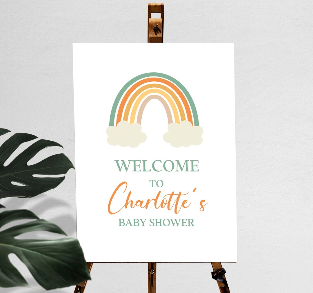 BOHO RAINBOW WELCOME Sign Baby Shower, First Year, Birthday, Instant ...