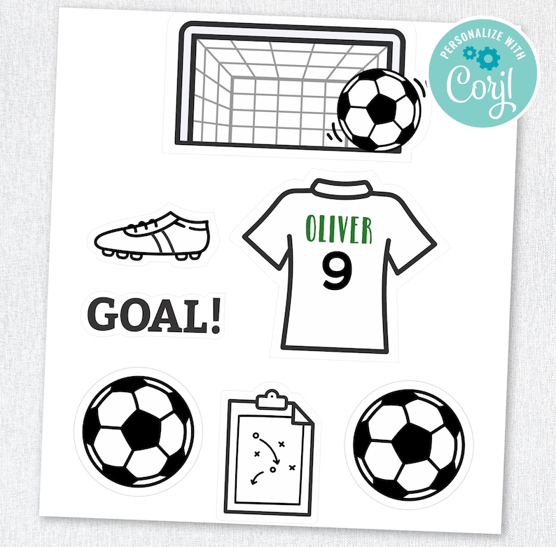 SOCCER CAKE TOPPER, Printable, Editable Text - Etsy