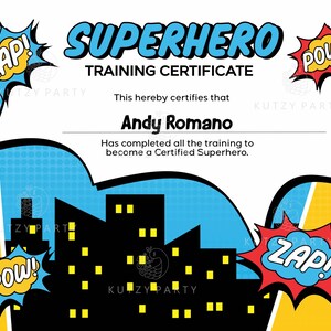 Superhero Certificate, Superhero Training Certificate printable ...