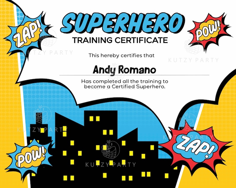 Superhero Certificate, Superhero Training Certificate printable ...