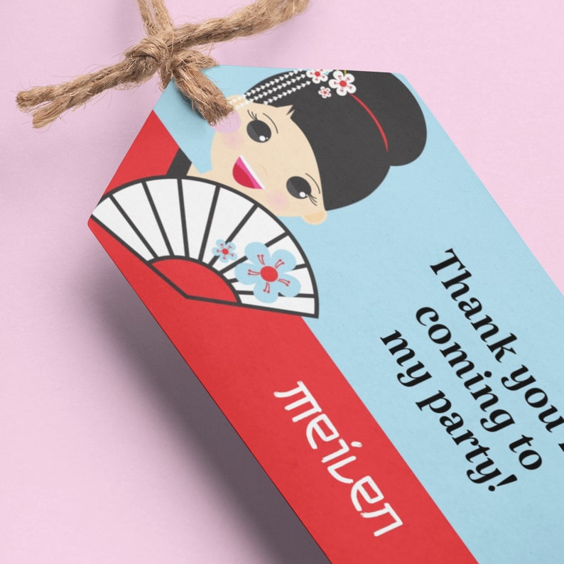 Japanese Party Favor Tags editable - Etsy
