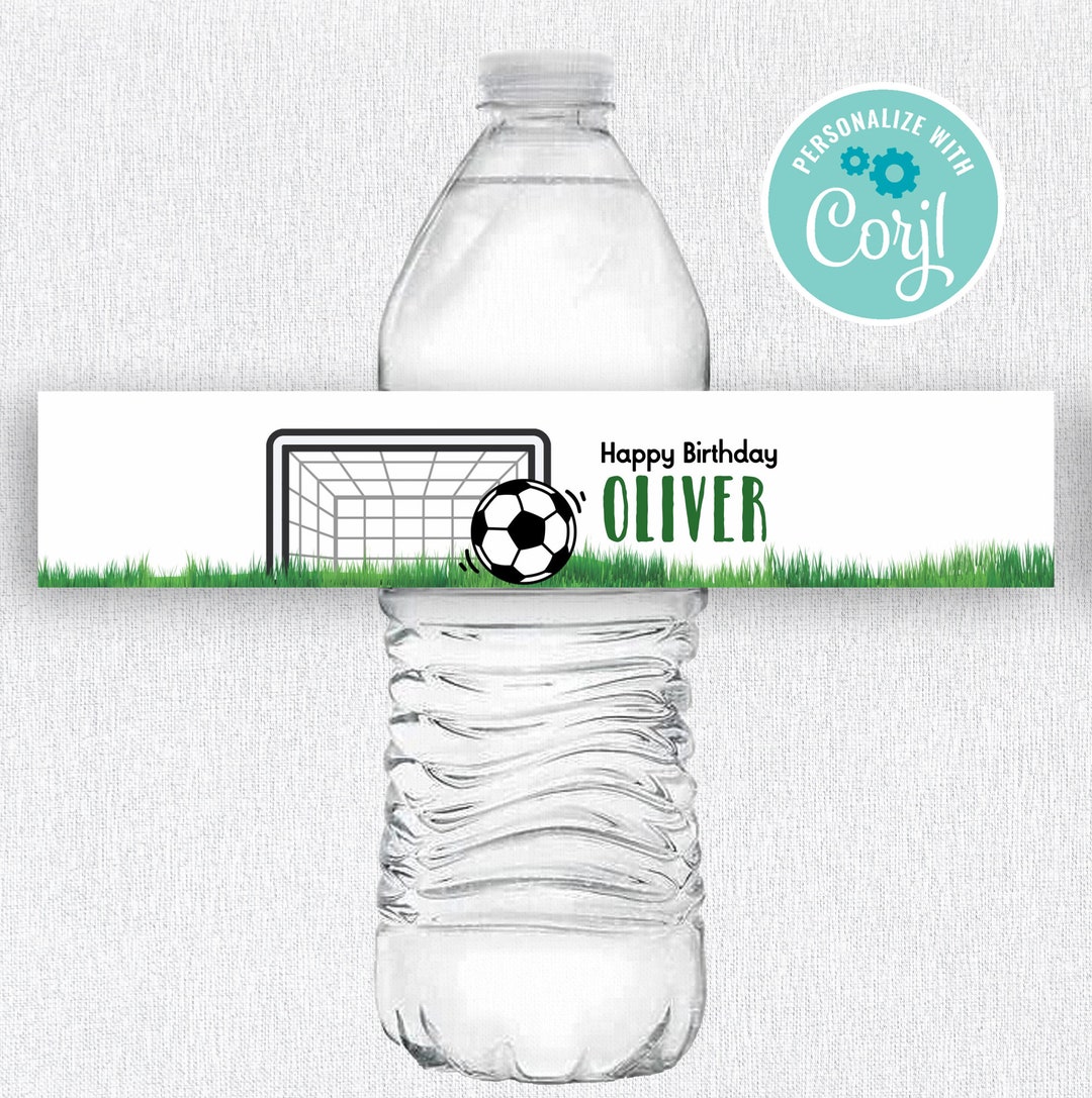 SOCCER WATER LABEL. Editable Soccer Label, Printable Soccer Water Label ...