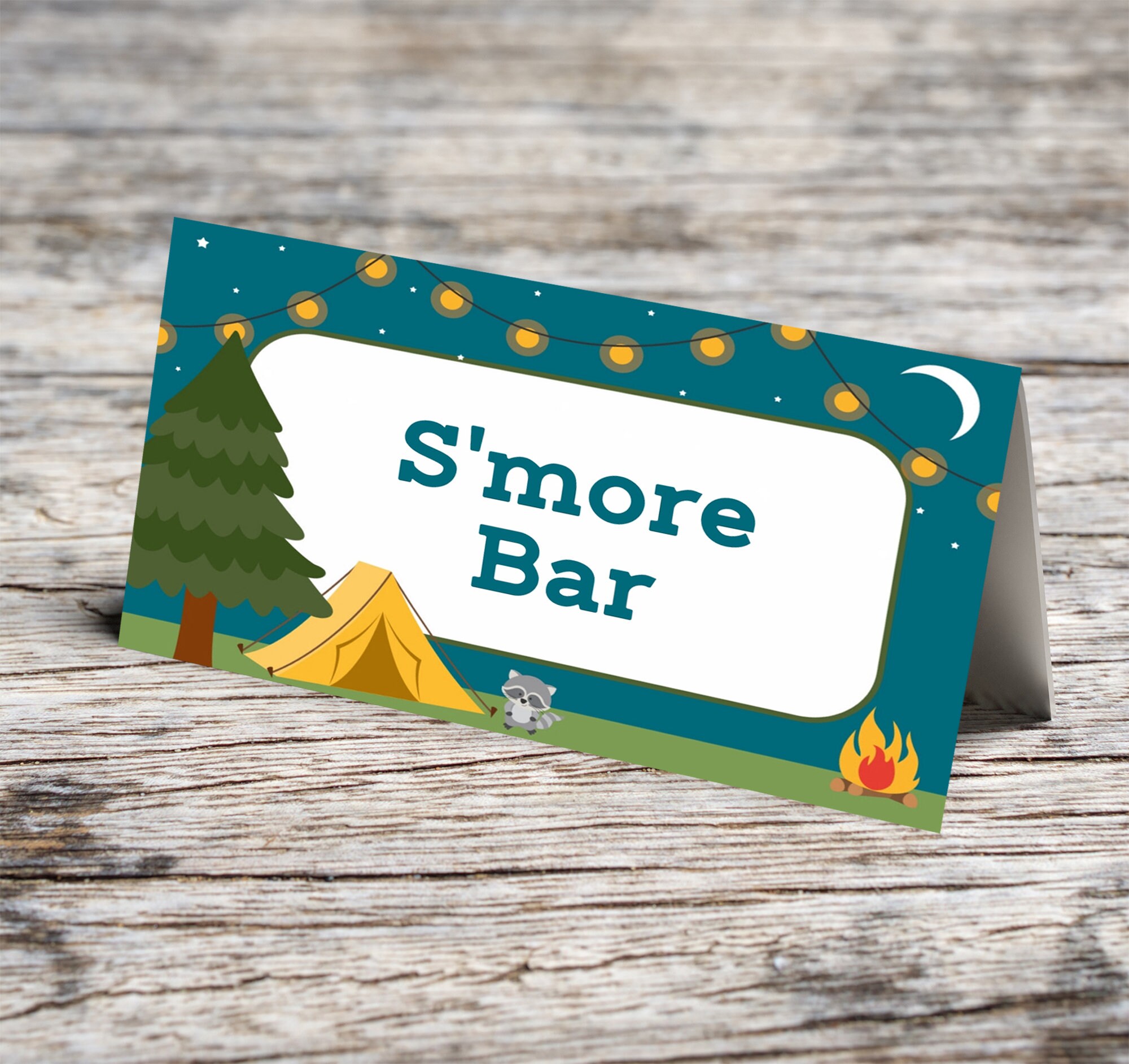 Camping Birthday Printable Editable Food Labels S'mores Bar, Trail Mix ...