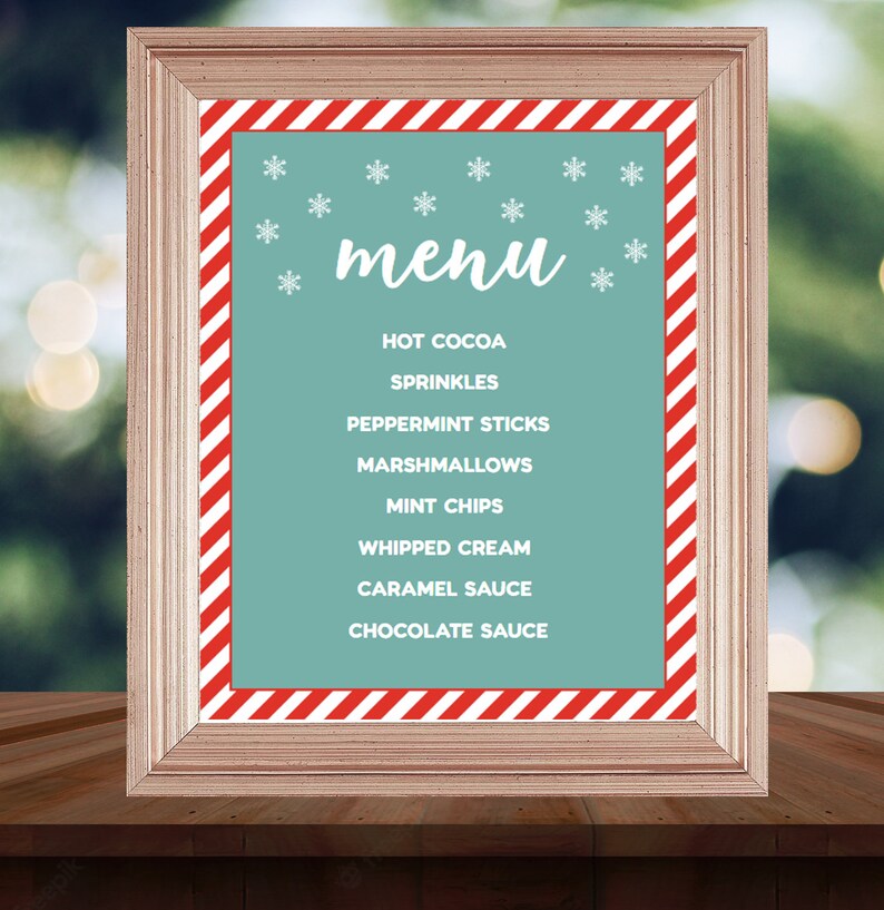 Printable Hot Chocolate Bar Kit, Mint Color Hot Cocoa Bar, Warm up at ...