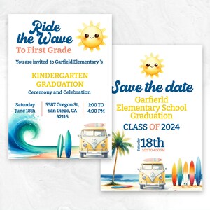 Surf Graduation. Surf Party Invitation and Save the Date Card - Etsy