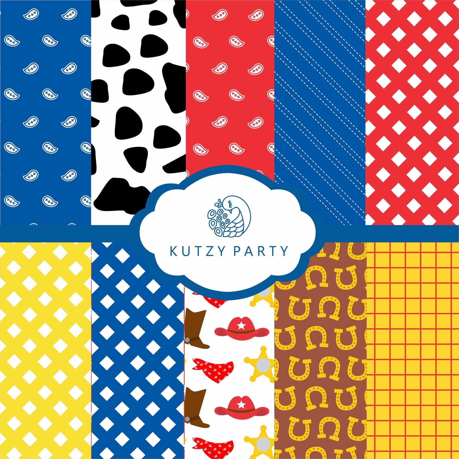 Cowboy Digital Paper Instant Download - Etsy