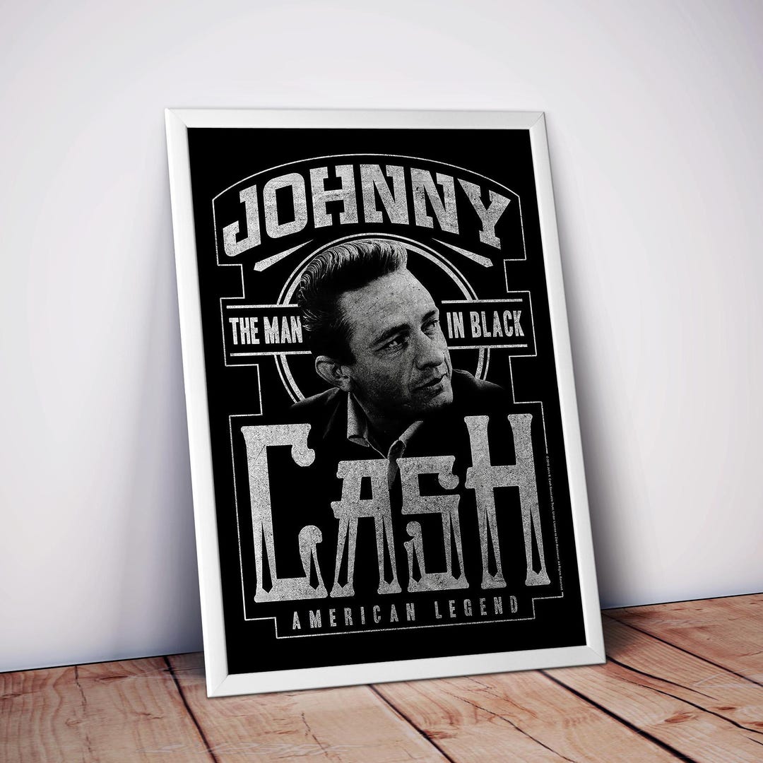 Johnny Cash "the Man in Black" Poster | Vintage Country Music Wall Art ...