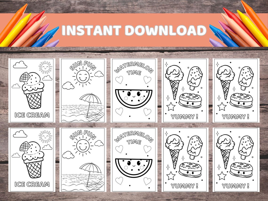 Summer Coloring Pages for Kids – 10 Printable Sheets | Ice Cream, Beach ...
