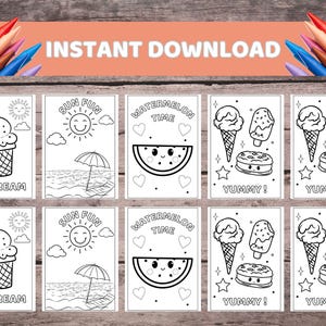 Summer Coloring Pages for Kids – 10 Printable Sheets | Ice Cream, Beach ...