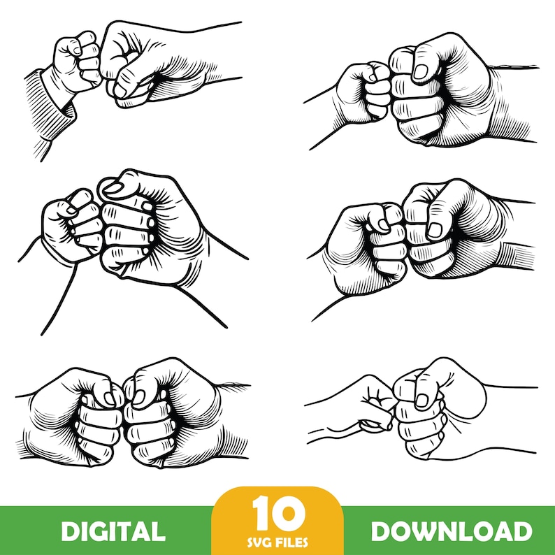 Father's Day Fist Bump Set Png, Dad Fist Bump Svg, Father's Day Design ...