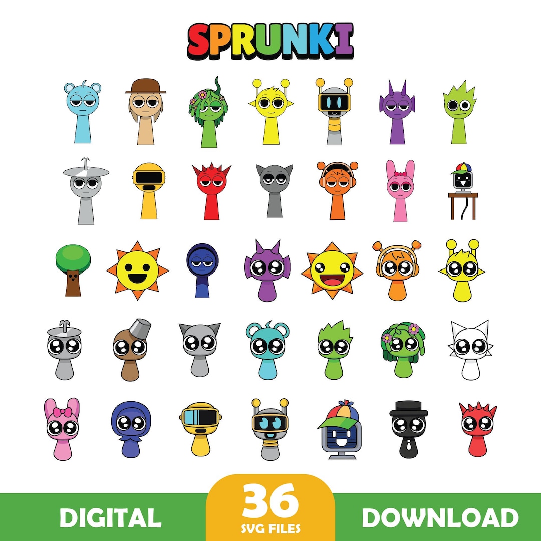 Sprunki Svg Bundle Sprunki Beats Gaming Clipart Layered SVG Gamer ...