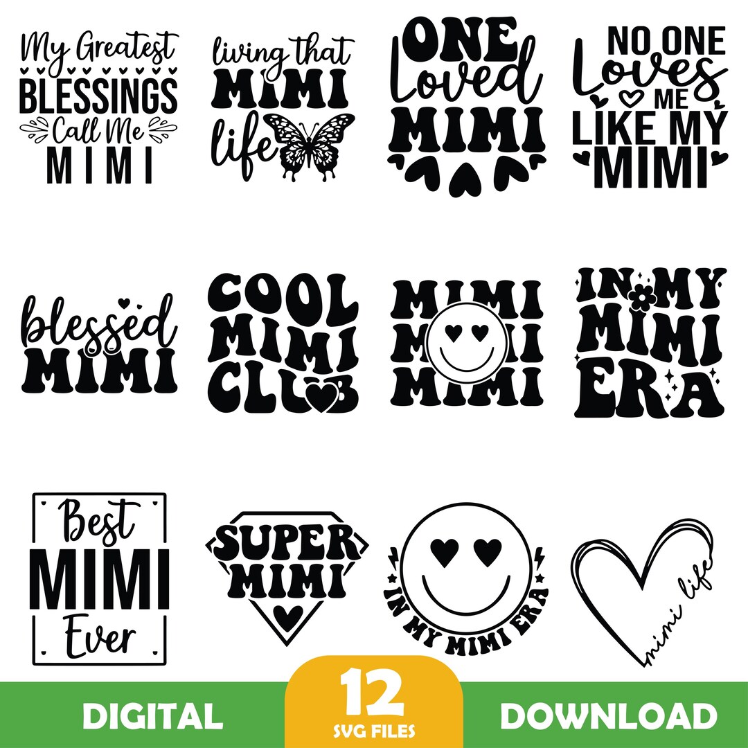 Mimi Svg Bundle, Blessed Mimi Svg, Mimi Heart Svg ,mimi Life Svg, Mimi ...