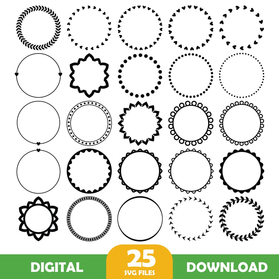 Circle Frame SVG , Double Circle Frame SVG , Circle SVG , Round Frame ...
