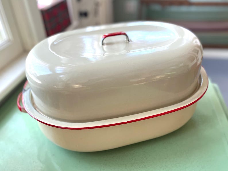 Large Enamel Roasting Pan - Etsy