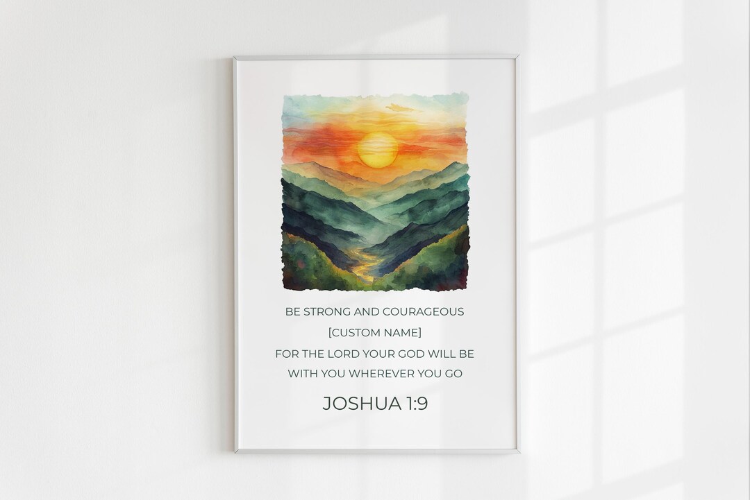 Personalized Joshua 1:9 Watercolor Wall Art – Custom Name Christian ...