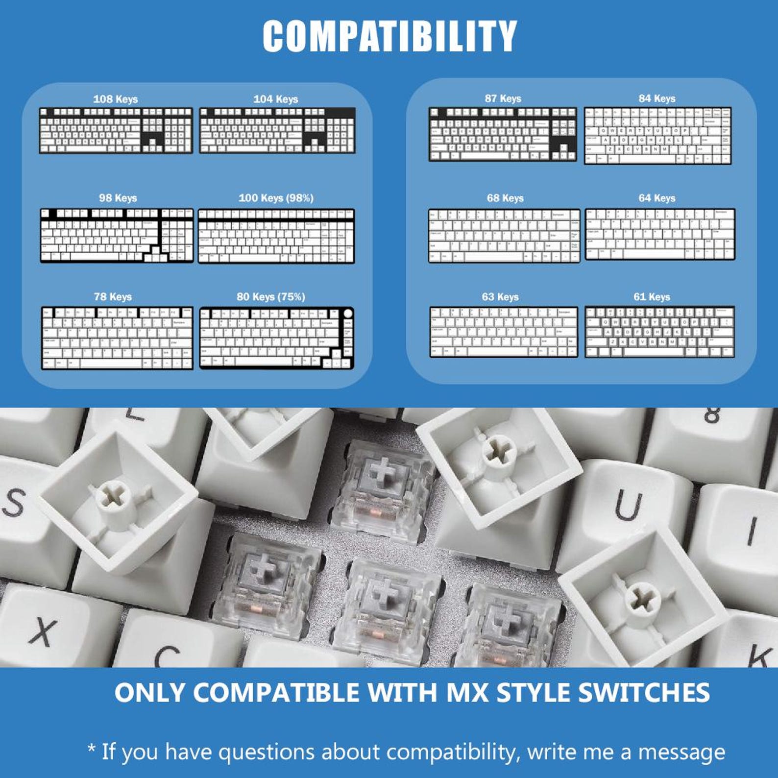 Blue & White PBT Keycap Set: Custom Artisan Mechanical Keyboard - Etsy