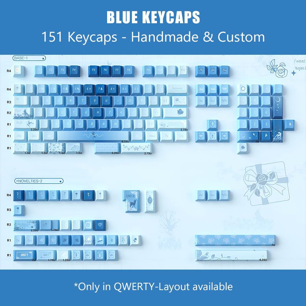 Blue & White PBT Keycap Set: Custom Artisan Mechanical Keyboard - Etsy